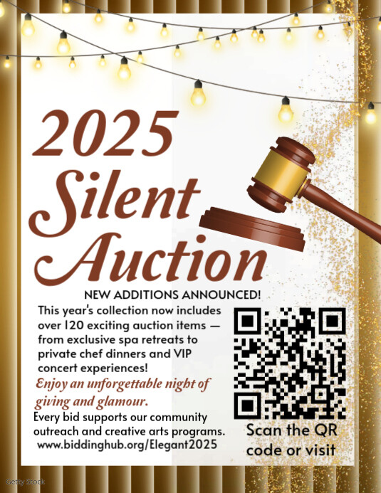 White maximalist silent auction flyer (us letter) Template | PosterMyWall