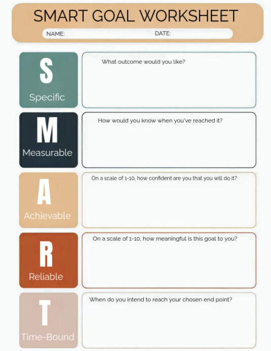 Copy of White Maximalist Smart Goal Worksheet Flyer (us Letter) | PosterMyWall