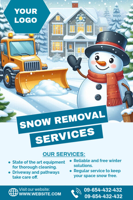 White Maximalist Snow Removal Service Template Poster | PosterMyWall