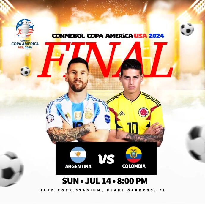 White Maximalist Soccer Copa Final Match Inst Template | PosterMyWall