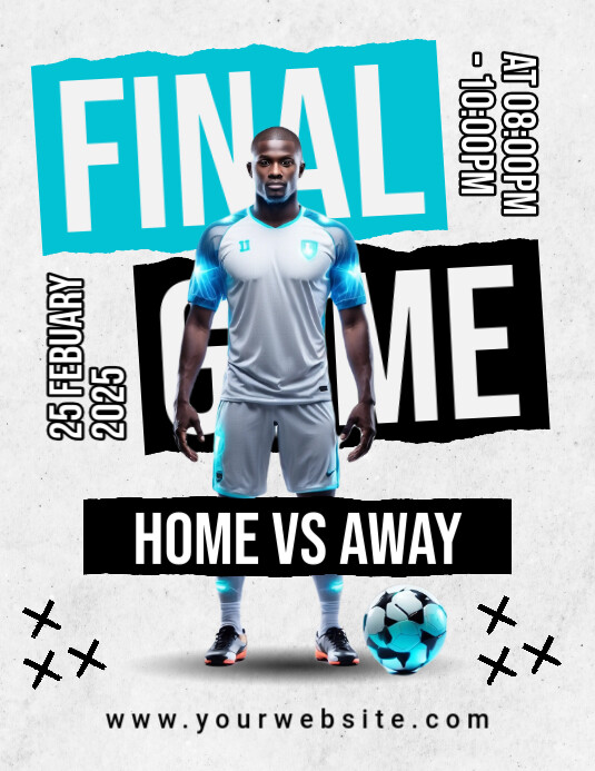 White Maximalist Soccer Final Game Flyer (us Letter) Template ...