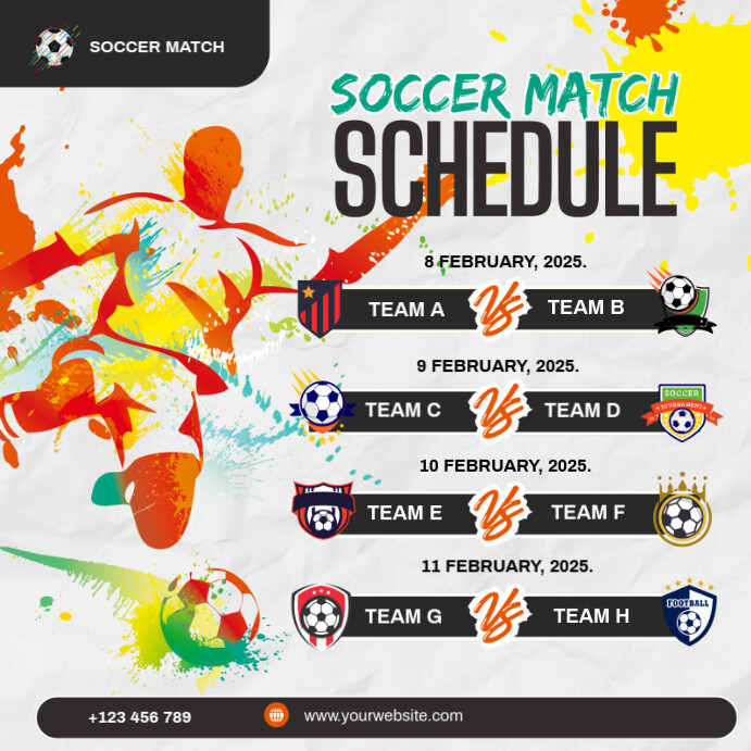 White Maximalist Soccer Match Schedule Instagram Post Template | PosterMyWall