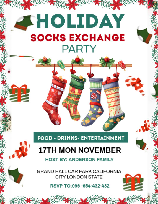 Copy of White Maximalist Socks Exchange Party Invitation Flyer (us ...