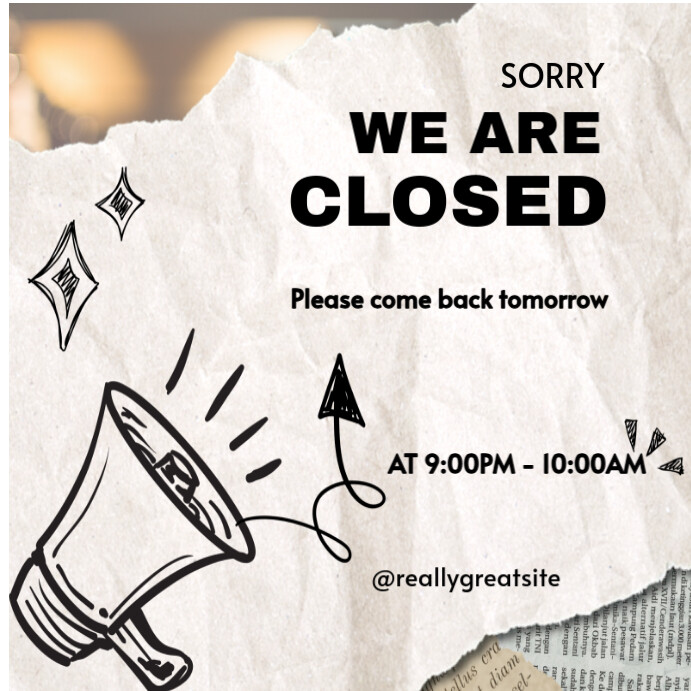 White Maximalist Sorry We Are Closed Instagram Post Template | PosterMyWall