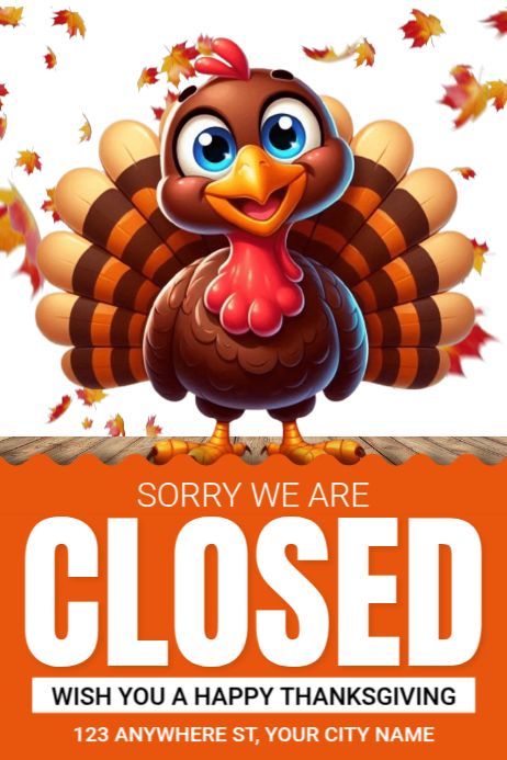 White Maximalist Sorry We Are Closed Thanksgiving Poster Template ...