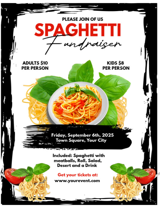 Copy of White Maximalist Spaghetti Fundraiser Flyer (us Letter ...