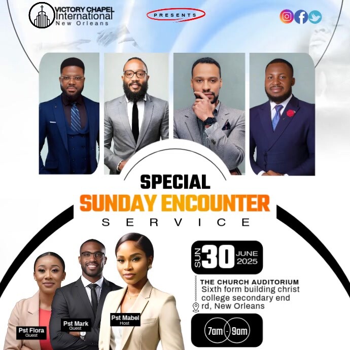 White Maximalist Special Sunday Encounter Service Instagram Post เทมเพลต | PosterMyWall