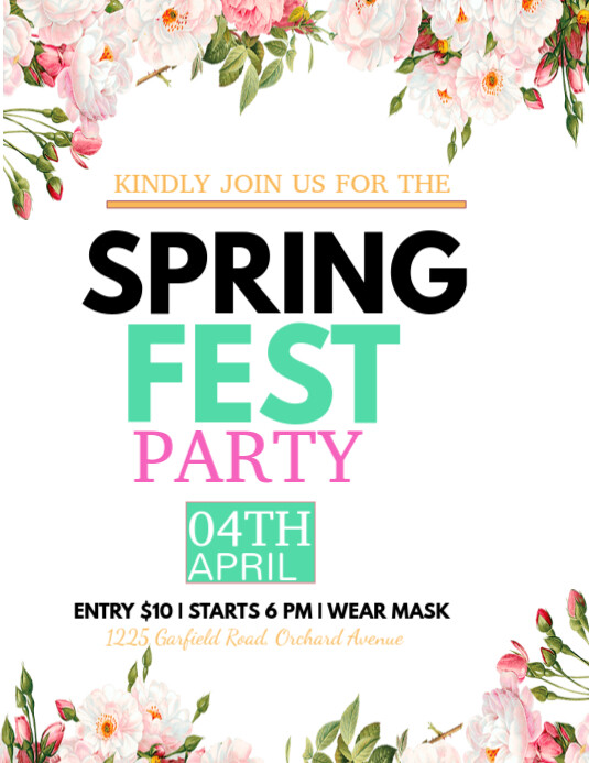 White Maximalist Spring Fest Flyer (us Letter) Template | PosterMyWall