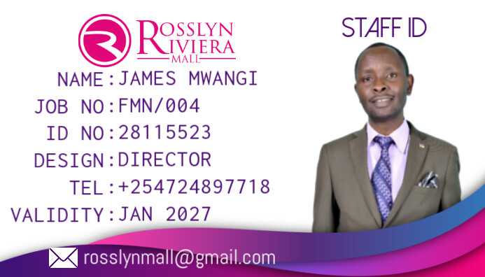 White Maximalist Staff Id Business Card Template | PosterMyWall