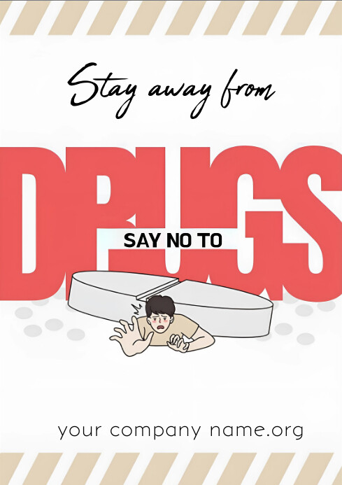 White Maximalist Stay Away From Drugs Poster Template | PosterMyWall