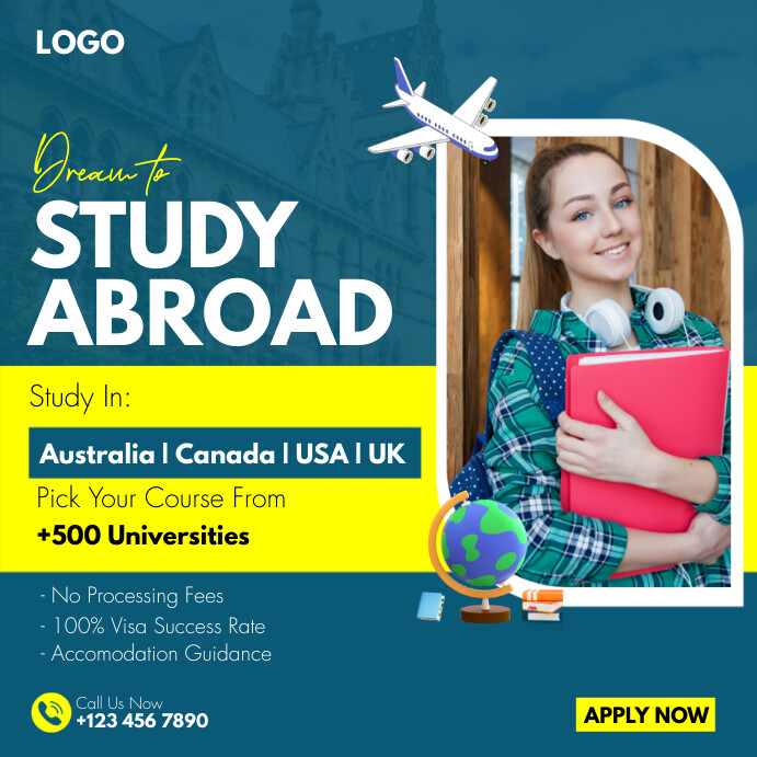 White Maximalist Study Abroad Flyers Instagra Template | PosterMyWall