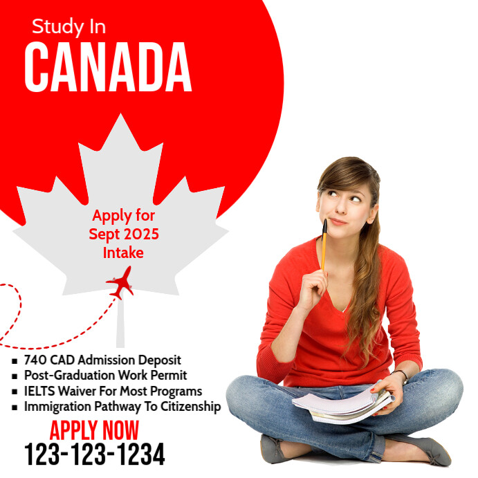 White Maximalist Study In Canada Instagram Post Template | PosterMyWall