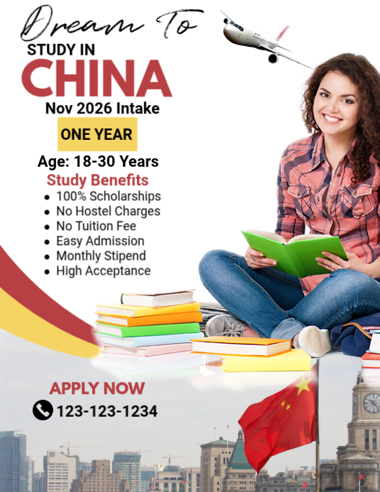 White Maximalist Study In China Flyer (us Letter) Template | PosterMyWall