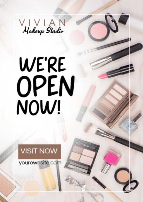 Plantilla de White Maximalist Stylish Makeup Studio Opening Poster With ...