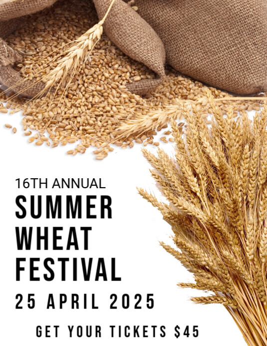 White Maximalist Summer Wheat Festival Flyer (us Letter) Template ...