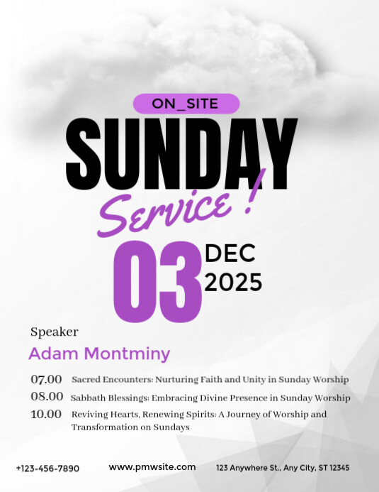 Copy of White Maximalist Sunday Service Flyer (us Letter) | PosterMyWall