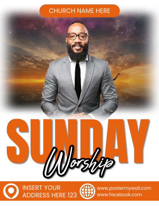 White Maximalist Sunday Worship Service Flyer (us Letter) Template | PosterMyWall