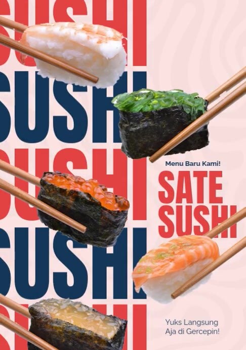 Copy of White Maximalist Sushi Restaurant Dinner Poster A3 | PosterMyWall