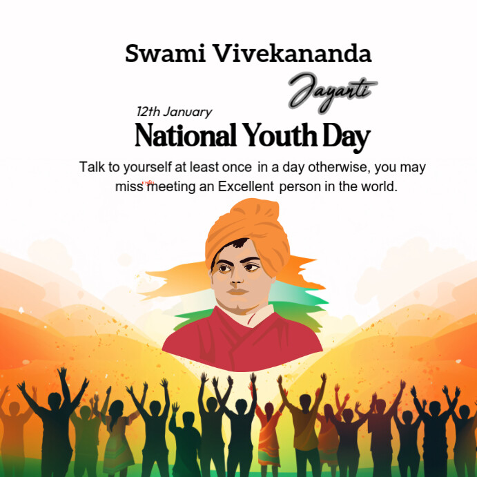 White Maximalist Swami Vivekananda Jayanti Square (1:1) Template ...