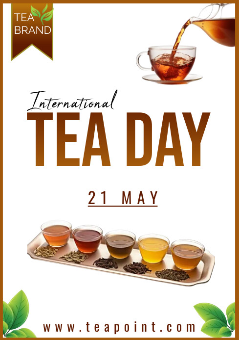 Plantilla de White Maximalist Tea Day A1 | PosterMyWall