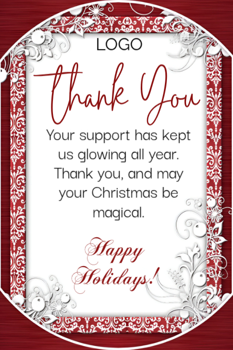 White Maximalist Thank You Christmas Card Poster Template | PosterMyWall