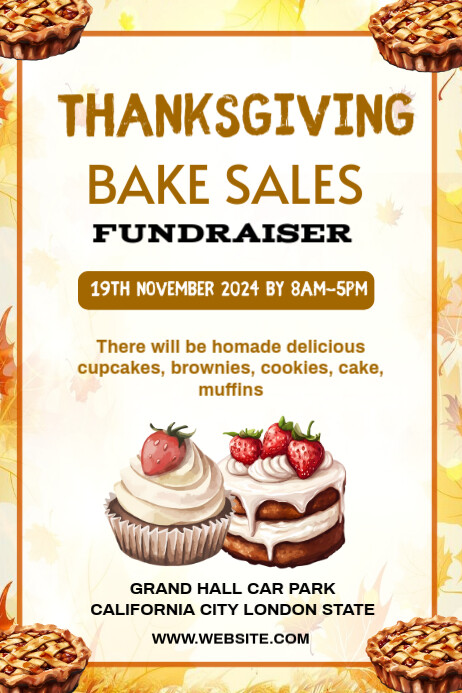 White Maximalist Thanksgiving Bake Sale Template E Poster | PosterMyWall