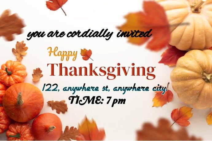 White Maximalist Thanksgiving Invitation Card Template | PosterMyWall