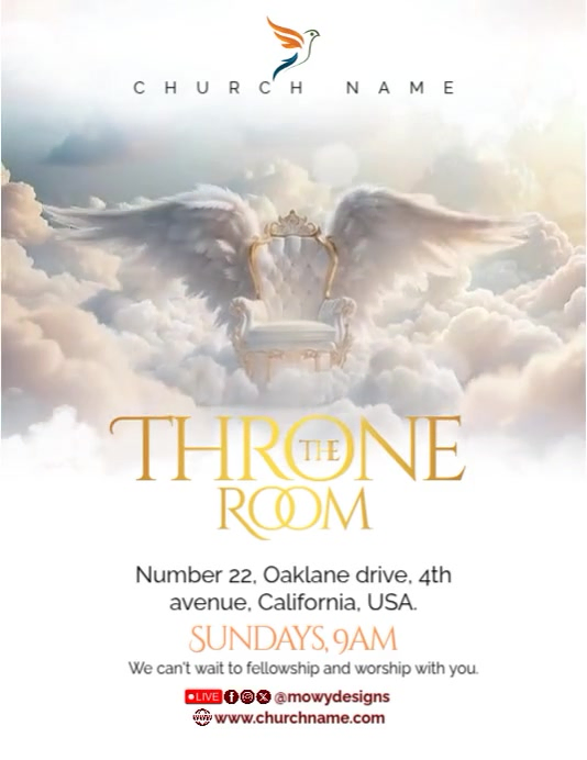 White Maximalist The Throne Room Church Invitation Flyer (us Letter ...