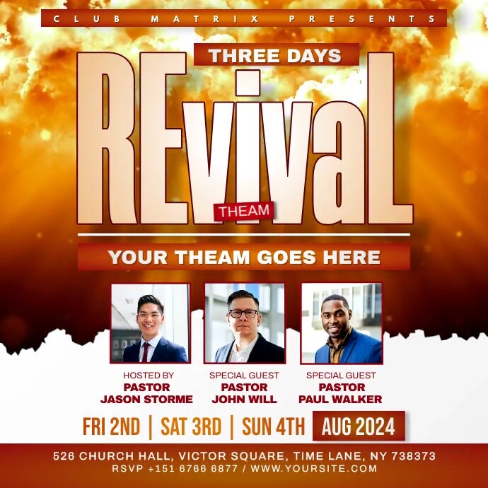 White Maximalist Three Days Revival Square (1 Template | PosterMyWall