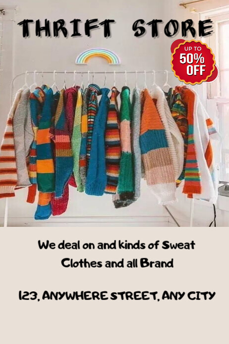 White Maximalist Thrift Store Poster Template Poster | PosterMyWall