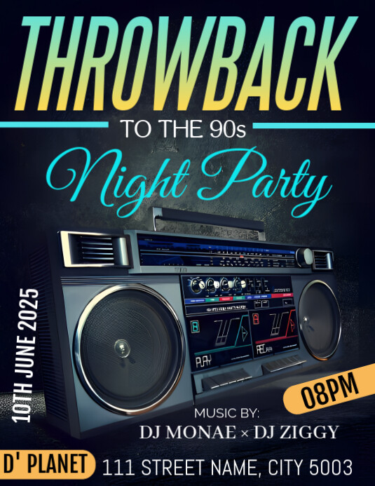 Copy of White Maximalist Throwback Night Party Flyer (us Letter ...