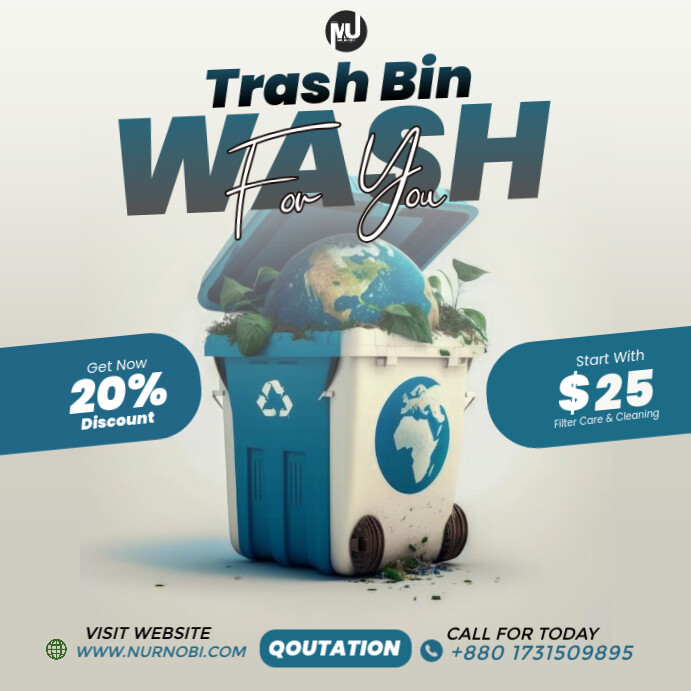 White Maximalist Trash Bin Clean Instagram Post Template | PosterMyWall