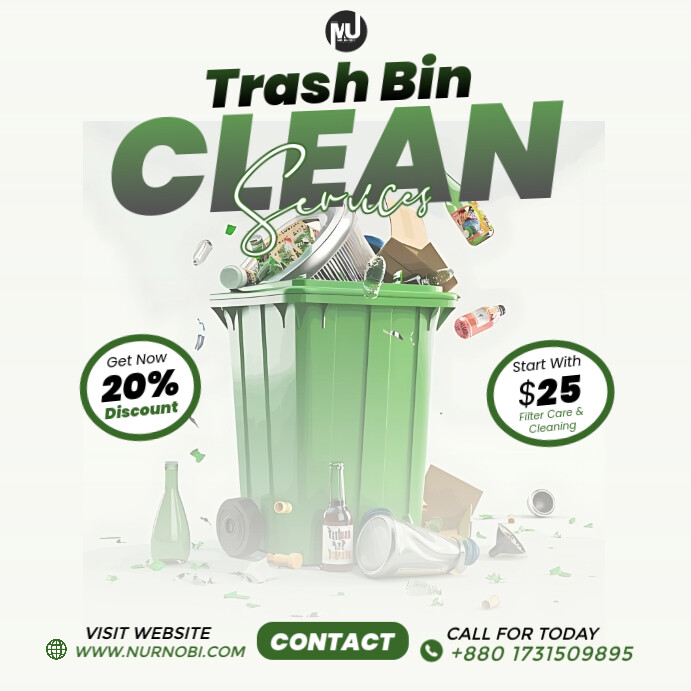 Plantilla de White Maximalist Trash Bin Washing Instagram Post ...