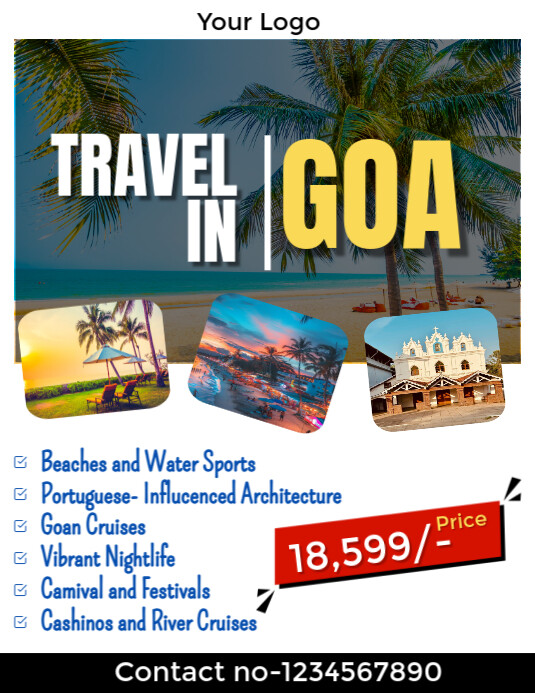 Copy of White Maximalist Travel In Goa Flyer (us Letter) | PosterMyWall