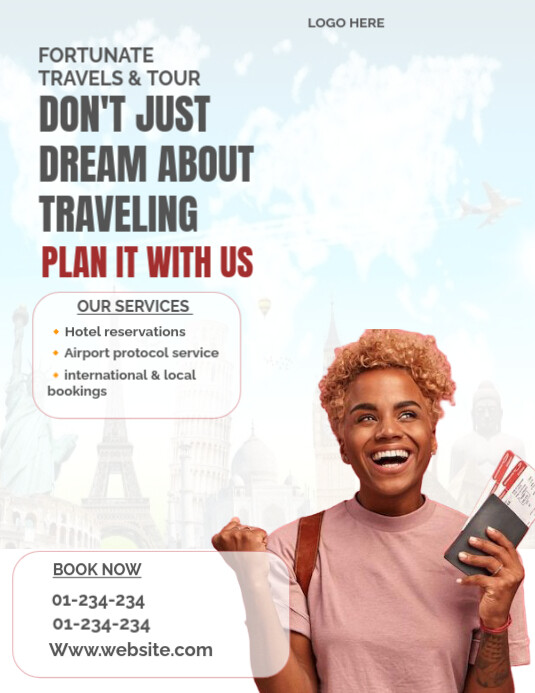 White Maximalist Travels Flyer (us Letter) Template | PosterMyWall