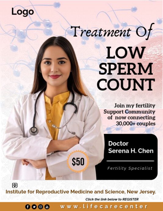 Modèle White Maximalist Treatment Of Low Sperm Count Fertility Problems Flyer (us Letter ...