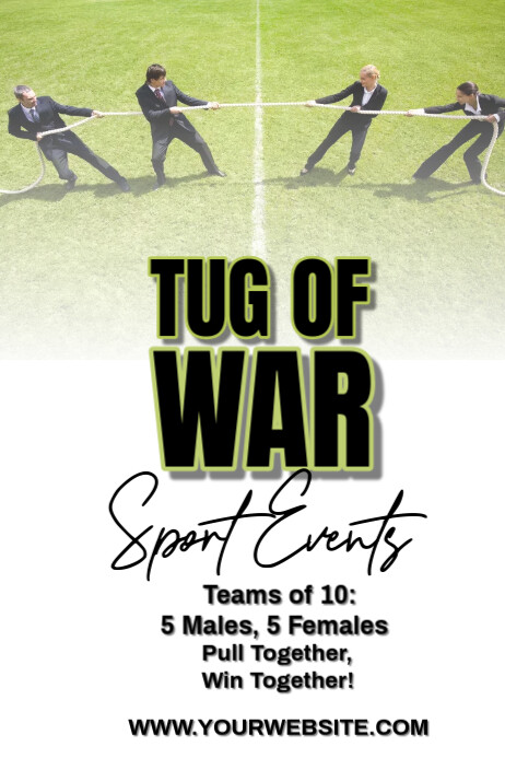 White Maximalist Tug-of War Sport Events Poster Template | PosterMyWall