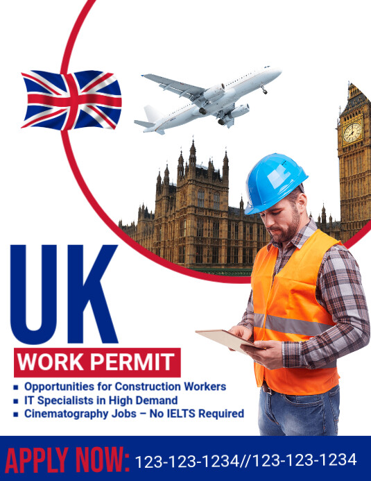 Copy of White Maximalist Uk Work Permit Flyer (us Letter) | PosterMyWall