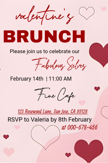 White Maximalist Valentine Brunch Design Poster Template | PosterMyWall