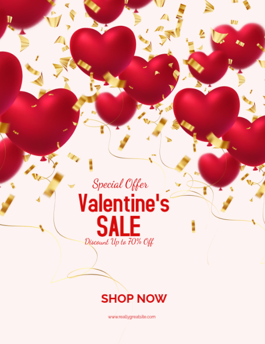 White Maximalist Valentine Day Sale 2026 Flyer (us Letter) Template ...