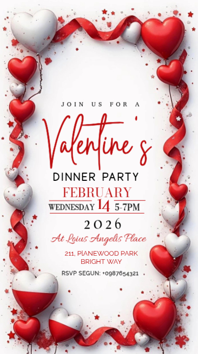 White Maximalist Valentine Dinner Party Invitation Whatsapp Status ...