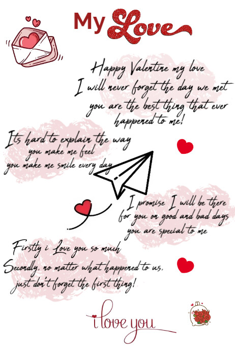 White Maximalist Valentine Love Message Card Poster Template | PosterMyWall