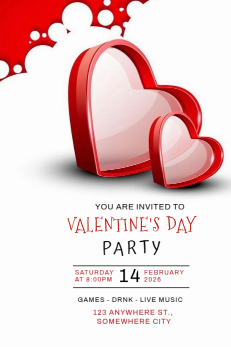 White Maximalist Valentine Party Invitation Banner 4' × 6' Template ...