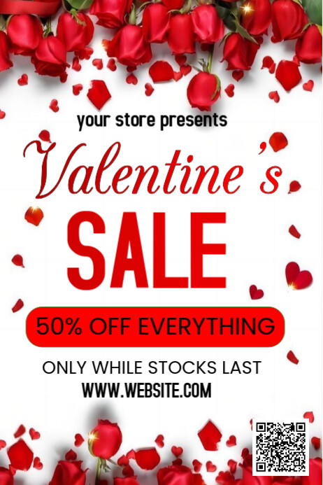 White Maximalist Valentine Sale Off Poster Poster Template | PosterMyWall