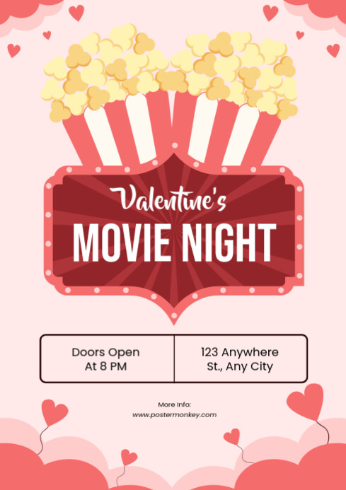 White Maximalist Valentines Movie Night A4 Template | PosterMyWall