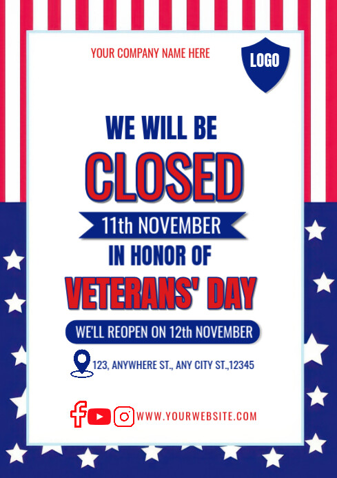 Plantilla de White Maximalist Veterans Day A4 | PosterMyWall