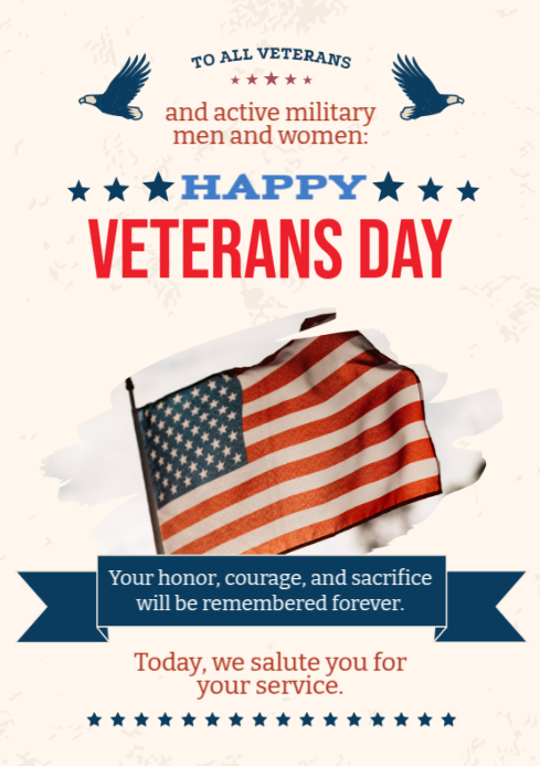 White Maximalist Veterans Day A4 Template | PosterMyWall