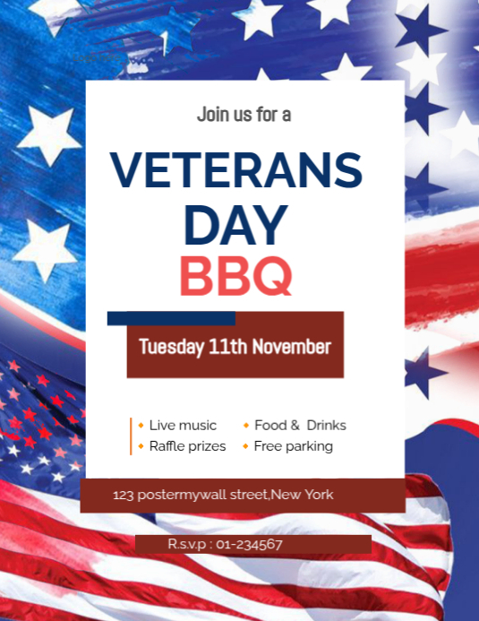 White Maximalist Veterans Day Flyer (us Letter) Template | PosterMyWall