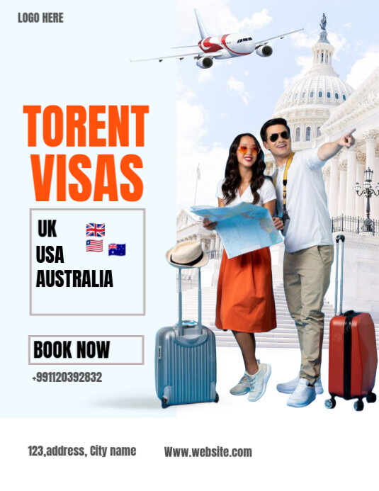 White Maximalist Visa Flyer (us Letter) Template | PosterMyWall