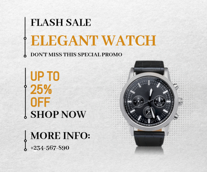 White Maximalist Watch Flash Sale Medium Rectangle Template | PosterMyWall